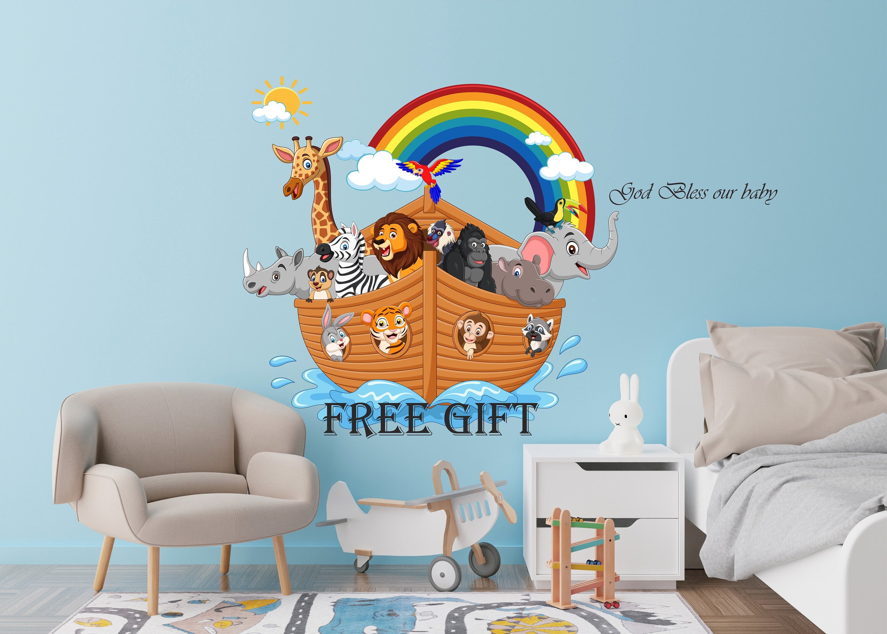 Noah Ark With Animals Wall Decals Nursery Room Art by Kinderroom - Etsy