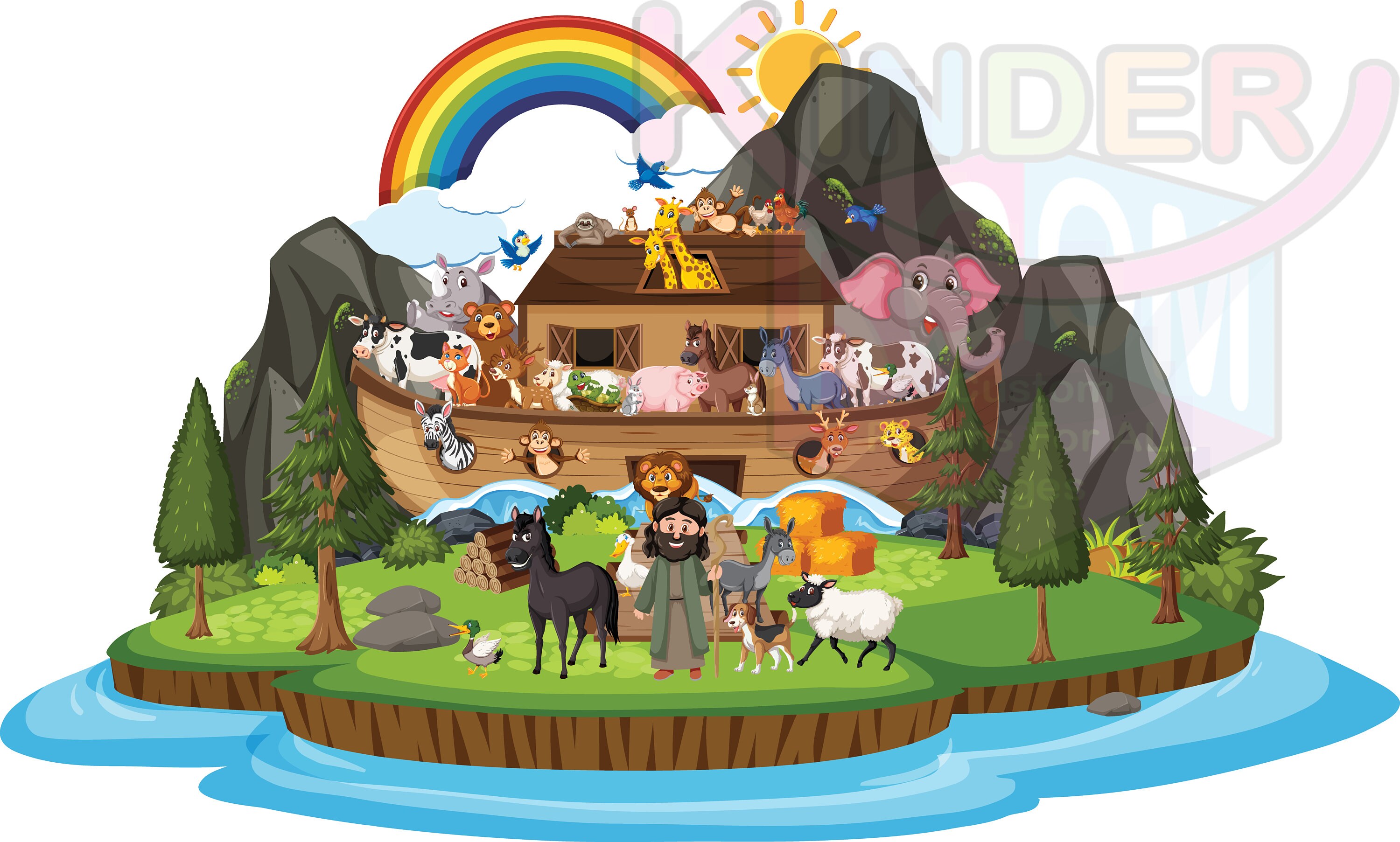 Noah's Ark Clipart , Boat With Animals,digital Download PNG, Whimsical ...