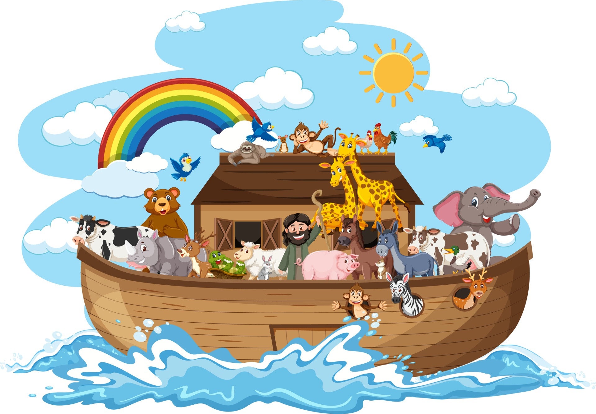 NOAH'S Ark Clipart, Noah's Ark Animal, Whimsical Art Prints, Noah's Ark ...