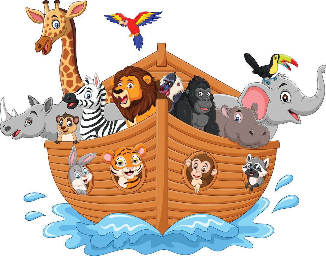 Arche Noah Clipart, Boot mit Tieren, digitaler Download PNG ...