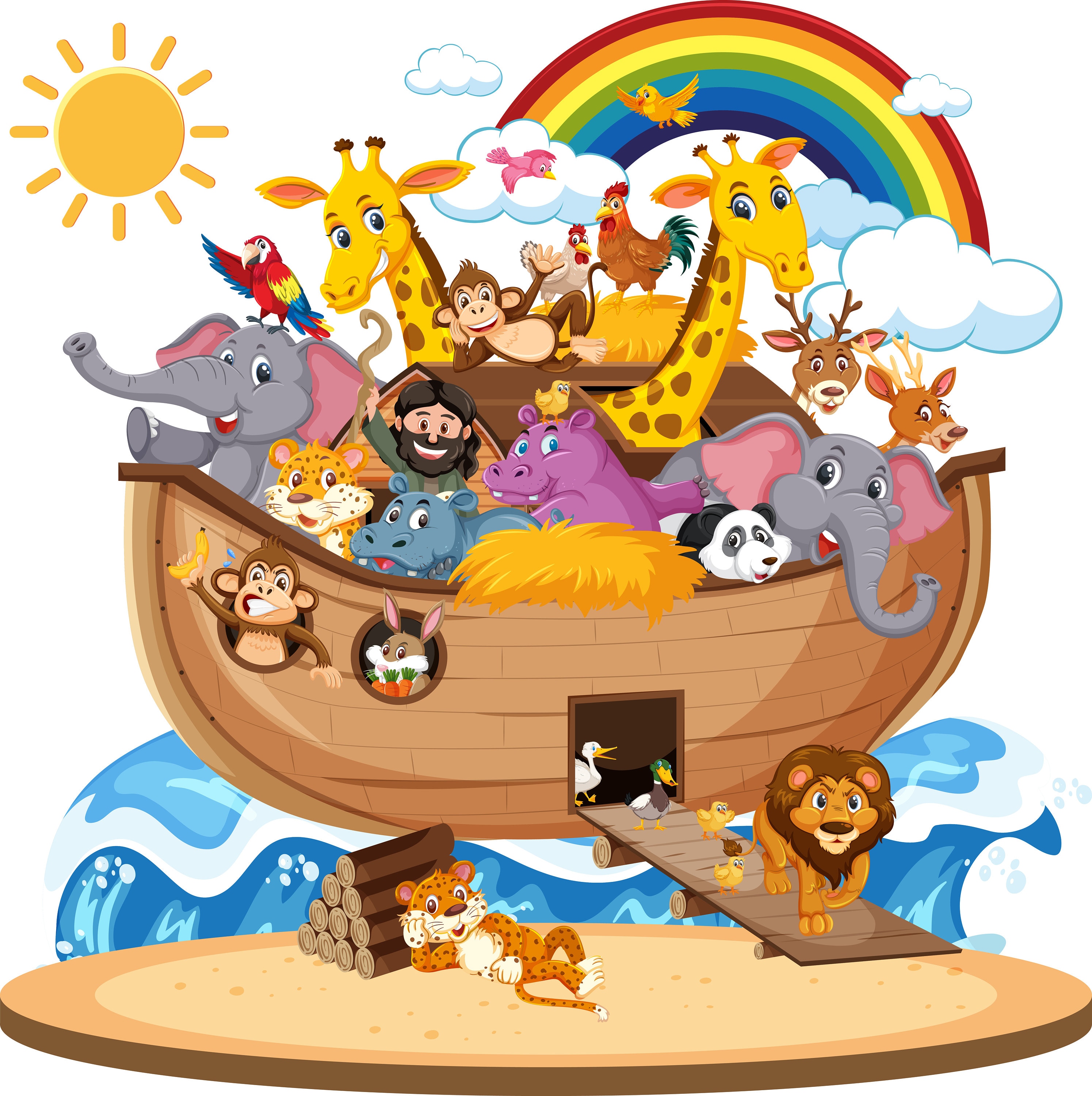 NOAH'S Ark Clipart, Noah's Ark Animal, Whimsical Art Prints, Noah's Ark ...