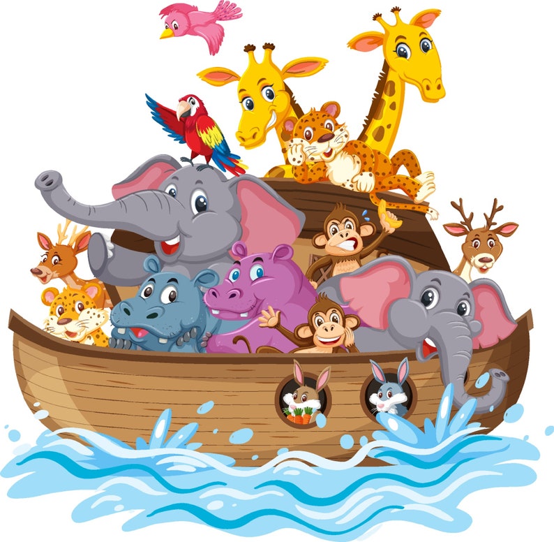 Noah's Ark Clipart , Boat With Animals, Digital Download PNG, Whimsical ...