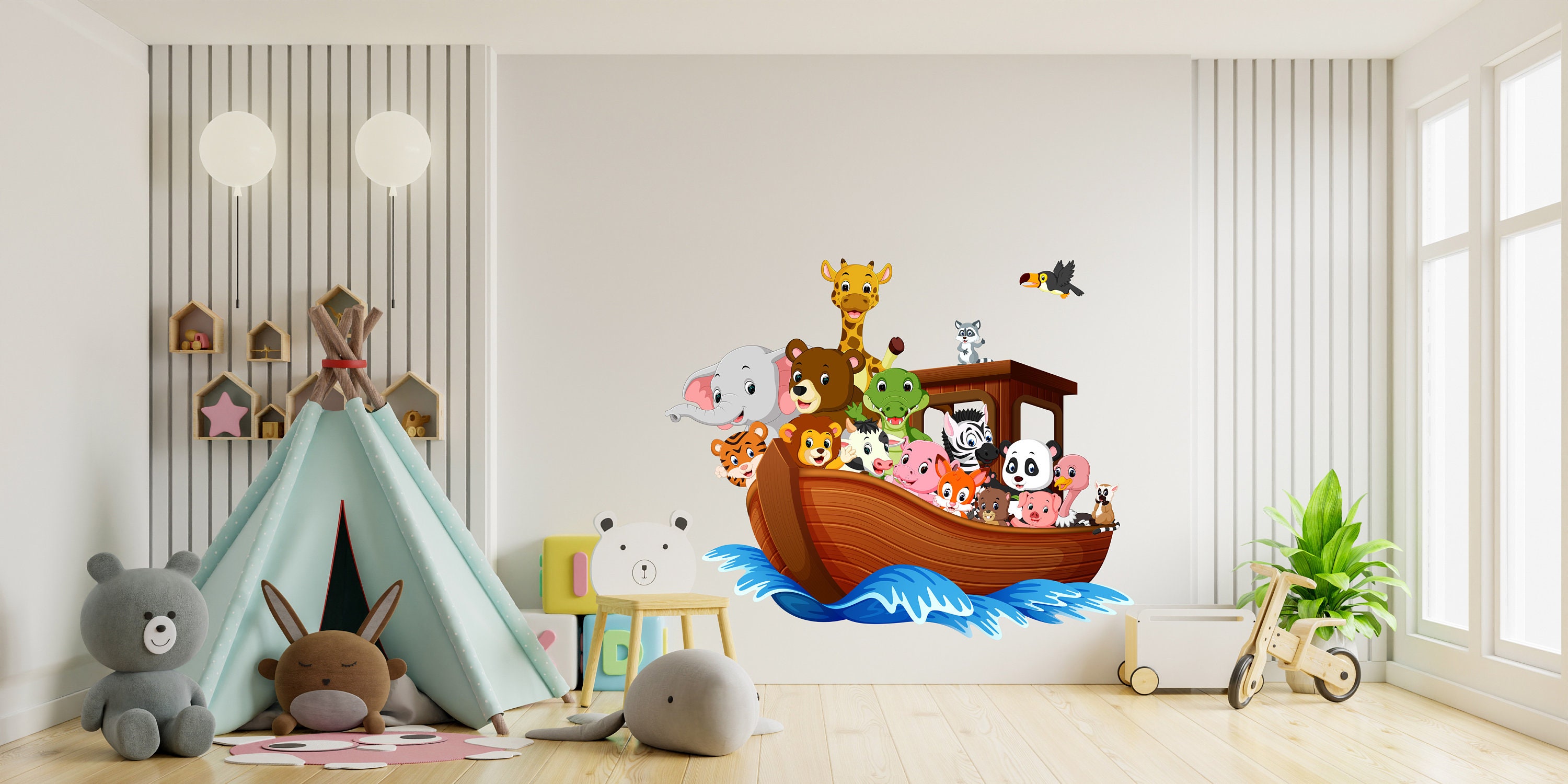 Noah' Ark Animals Wall Decal Nursery Art - Etsy