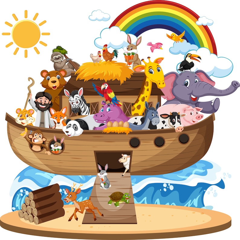 Noah's Ark Clipart , Boat With Animals, Digital Download PNG, Whimsical ...