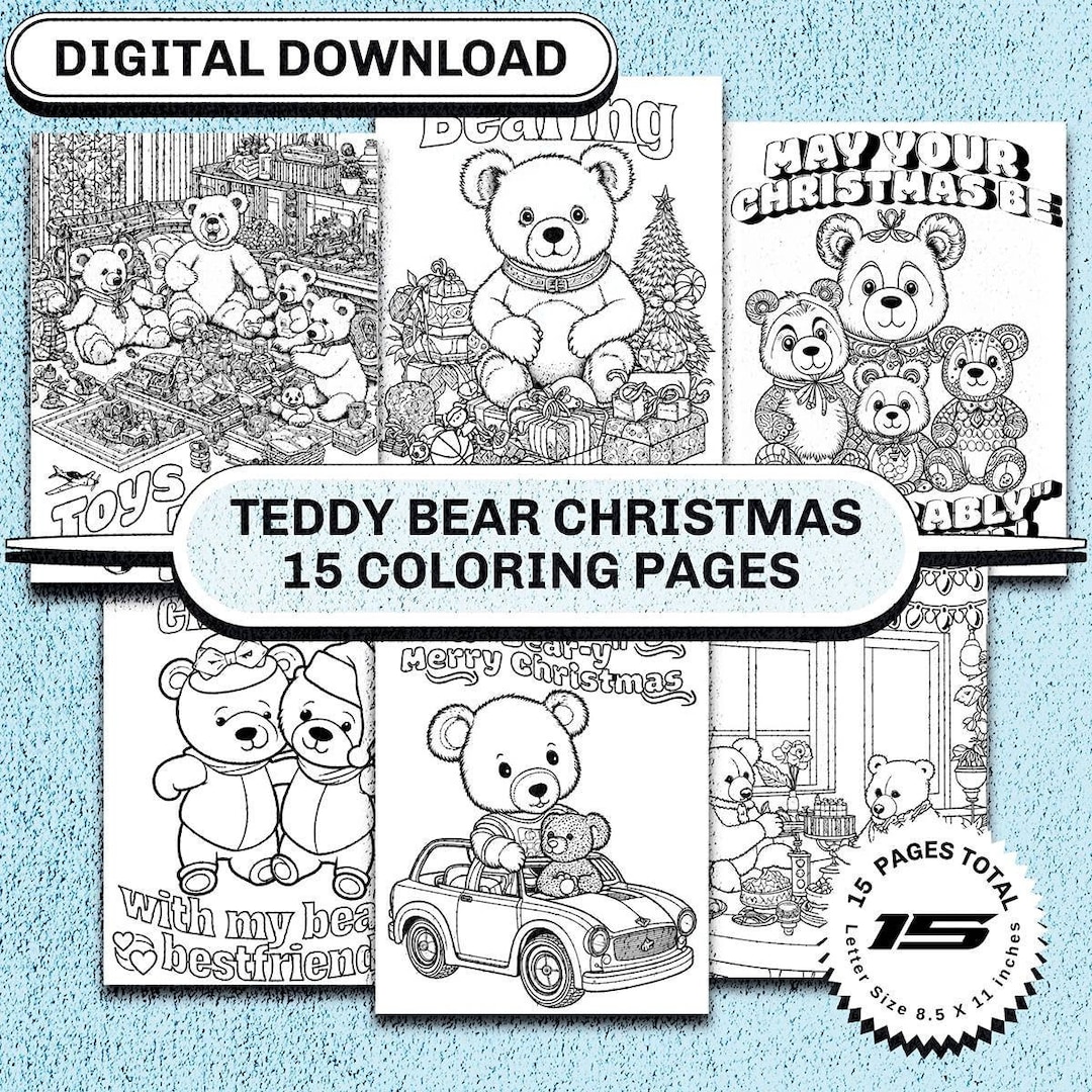 Christmas Teddy Bear Coloring Pages Holiday Bear Coloring Pages Teddy ...