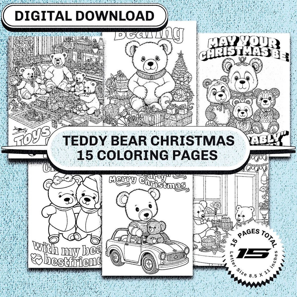 Christmas Teddy Bear Coloring Pages Holiday Bear Coloring Pages Teddy ...