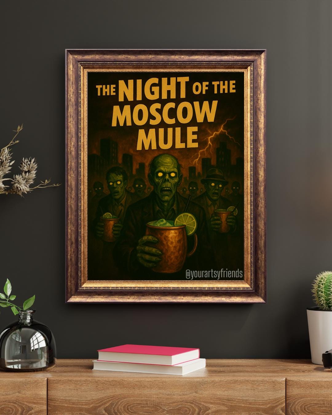 Moscow Mule Horror Print | Retro Halloween Bar Cart Art - Etsy