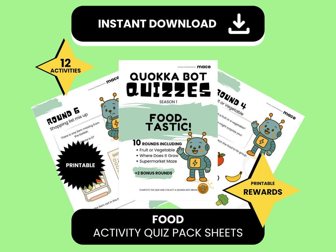 Food Quiz | Kids Quiz | Printable Food Activity Pack | Quokka Bot ...