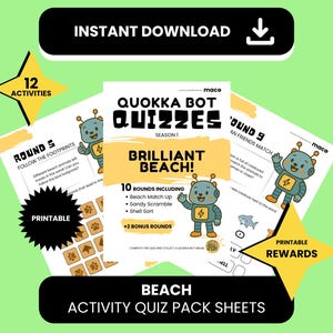Beach Quiz | Kids Quiz | Printable Beach Activity Pack | Quokka Bot ...
