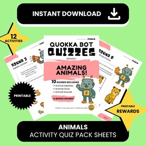 Animals Quiz | Kids Quiz | Printable Animals Activity Pack | Quokka Bot ...
