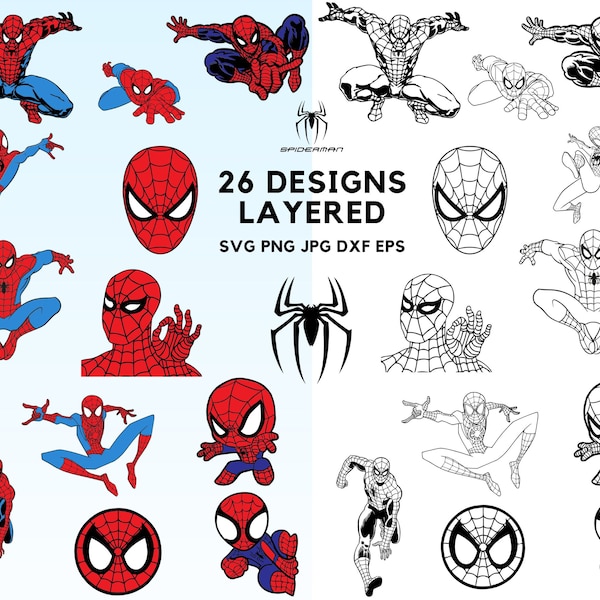 Spiderman Outline Svg - Etsy