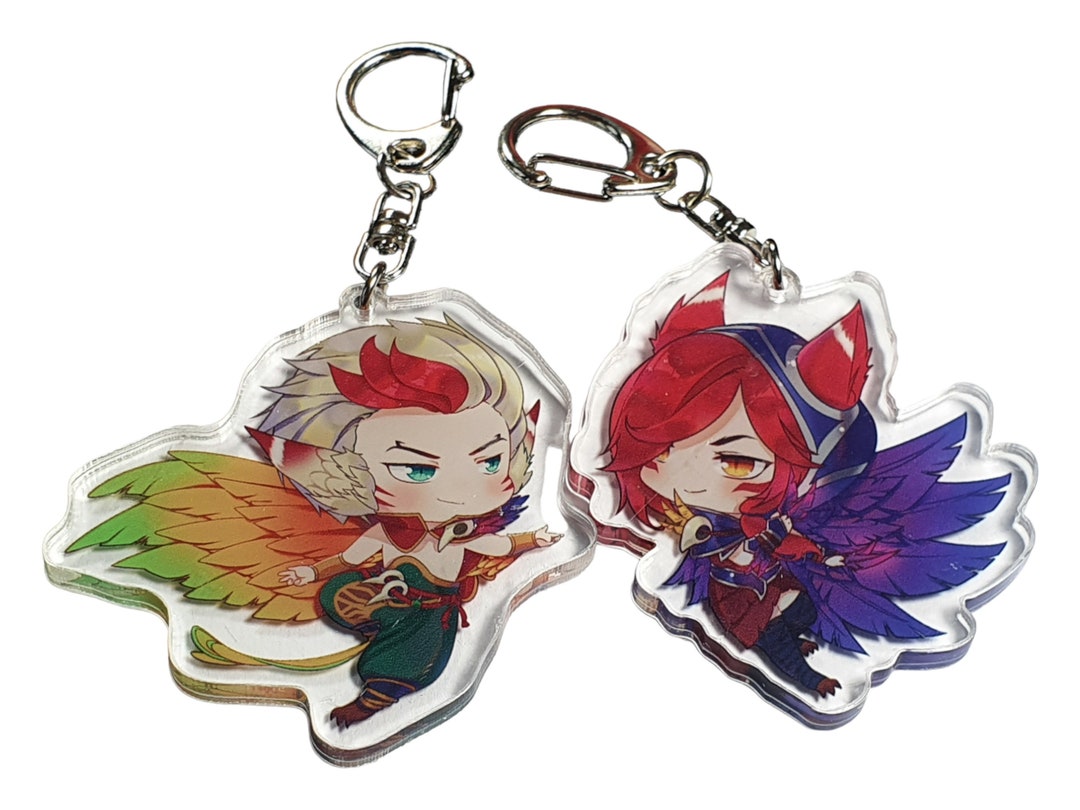 League of Legends Keyring / Xayah and Rakan Lol Cosplay Video Game ...