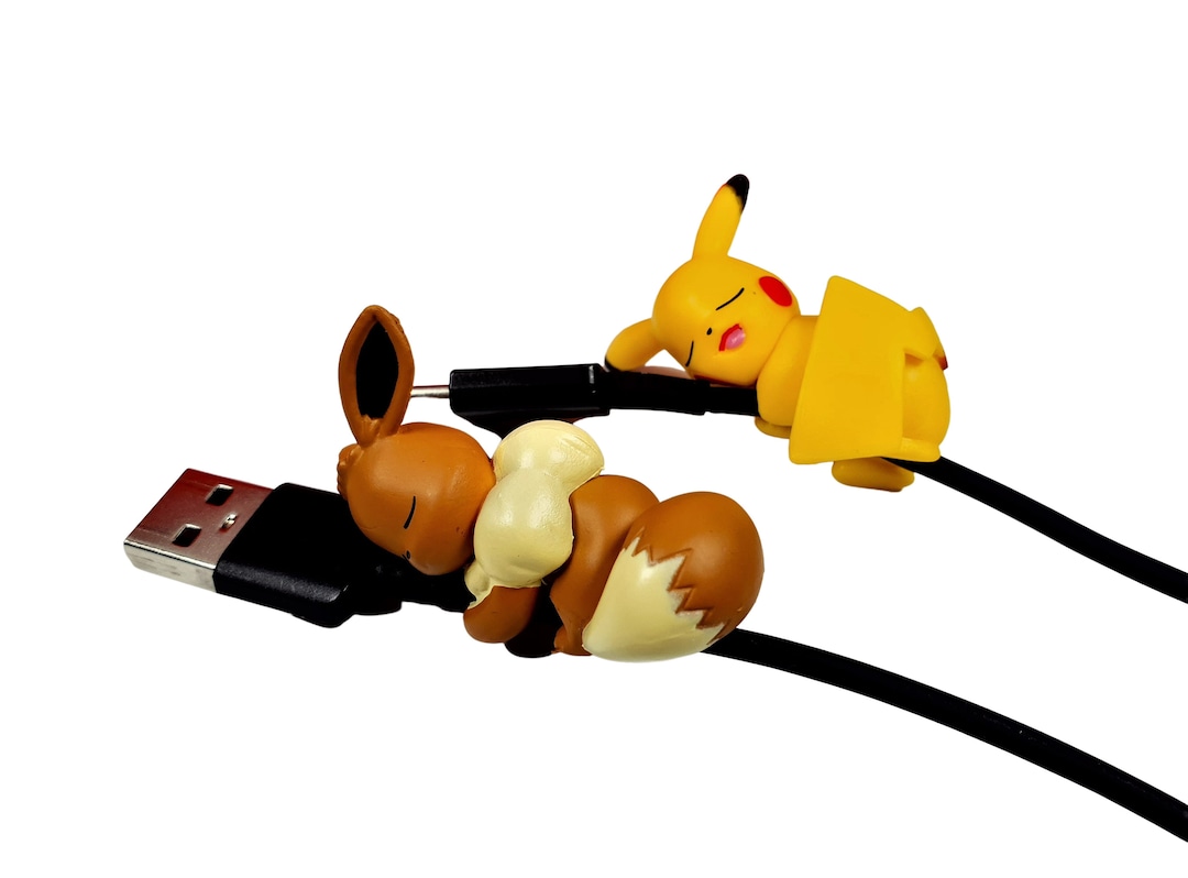 Pikachu and Eevee Cable Protector. Pokemon Miniature Figurine Usb ...