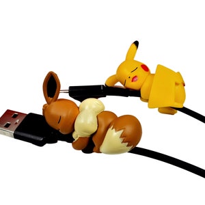 Pikachu and Eevee Cable Protector. Pokemon Miniature Figurine Usb ...