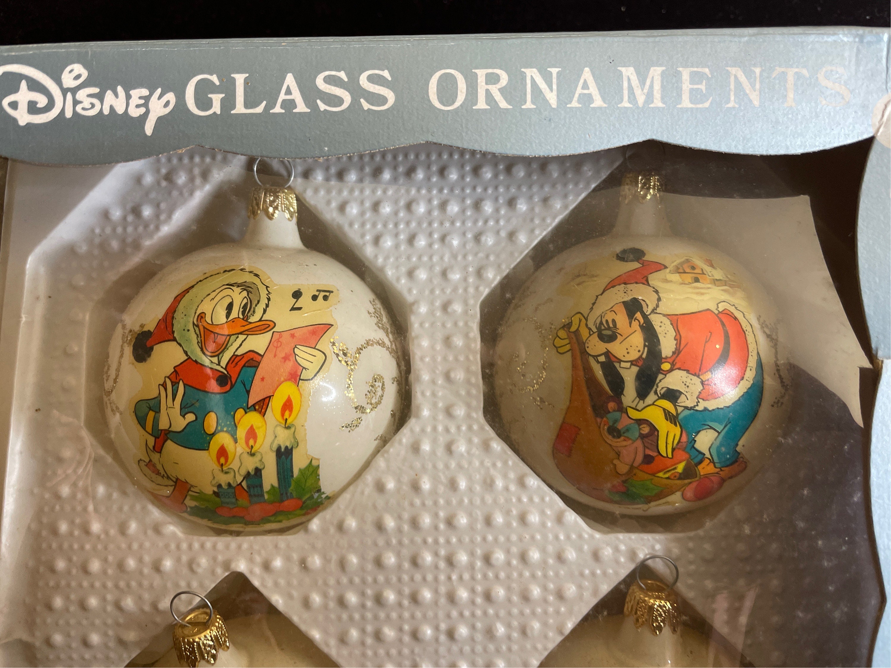 Walt Disney Glass Ornaments Mickey Mouse & Friends Set of 4 Ball - Etsy