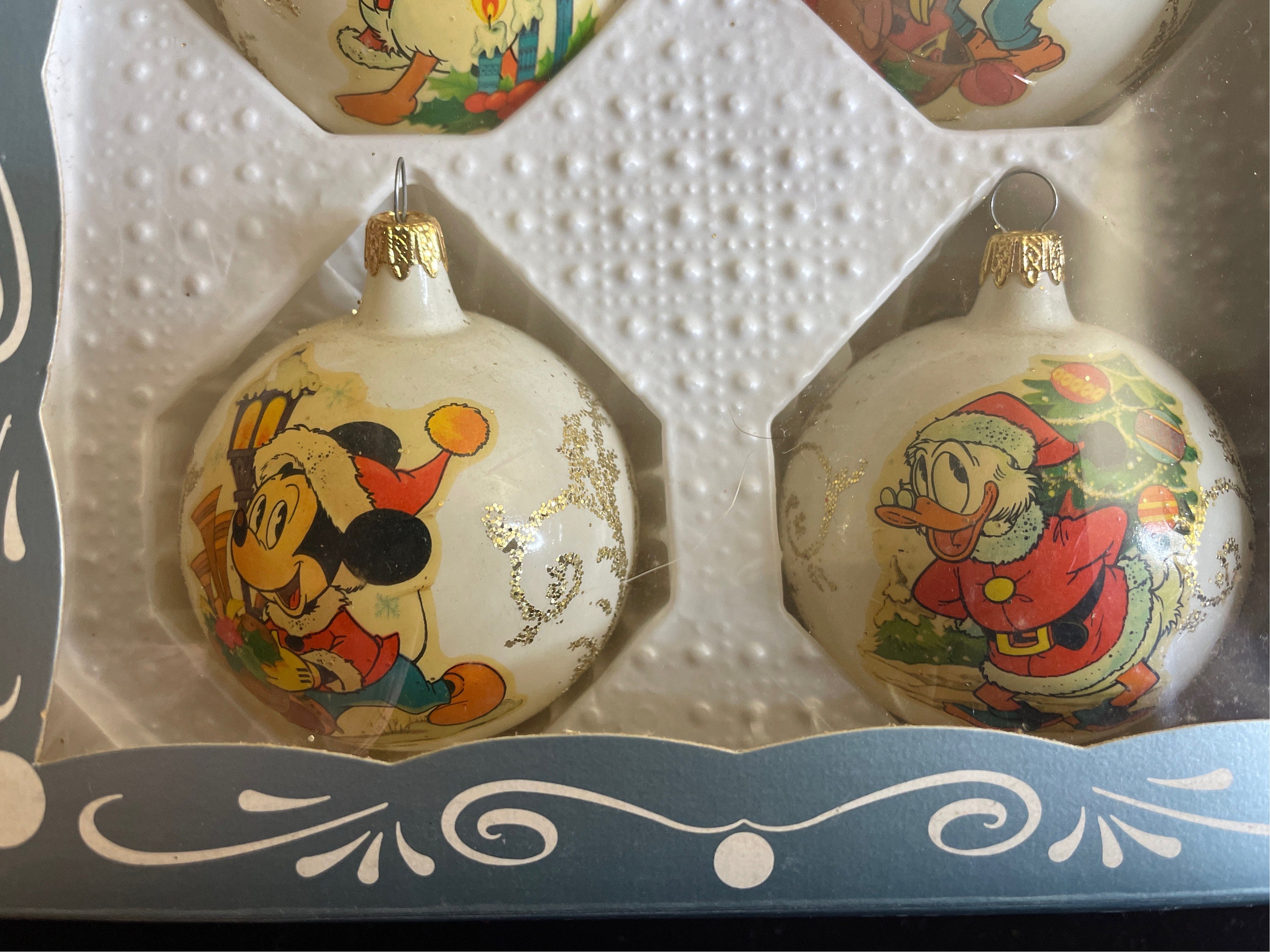 Walt Disney Glass Ornaments Mickey Mouse & Friends Set of 4 Ball - Etsy