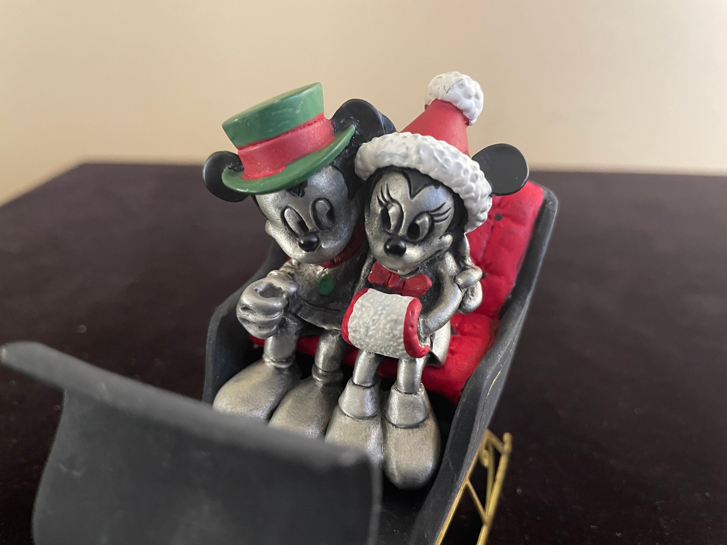 Walt Disney Mickey Mouse and Minnie Mouse on Sleigh by Hudson Pewter - Etsy