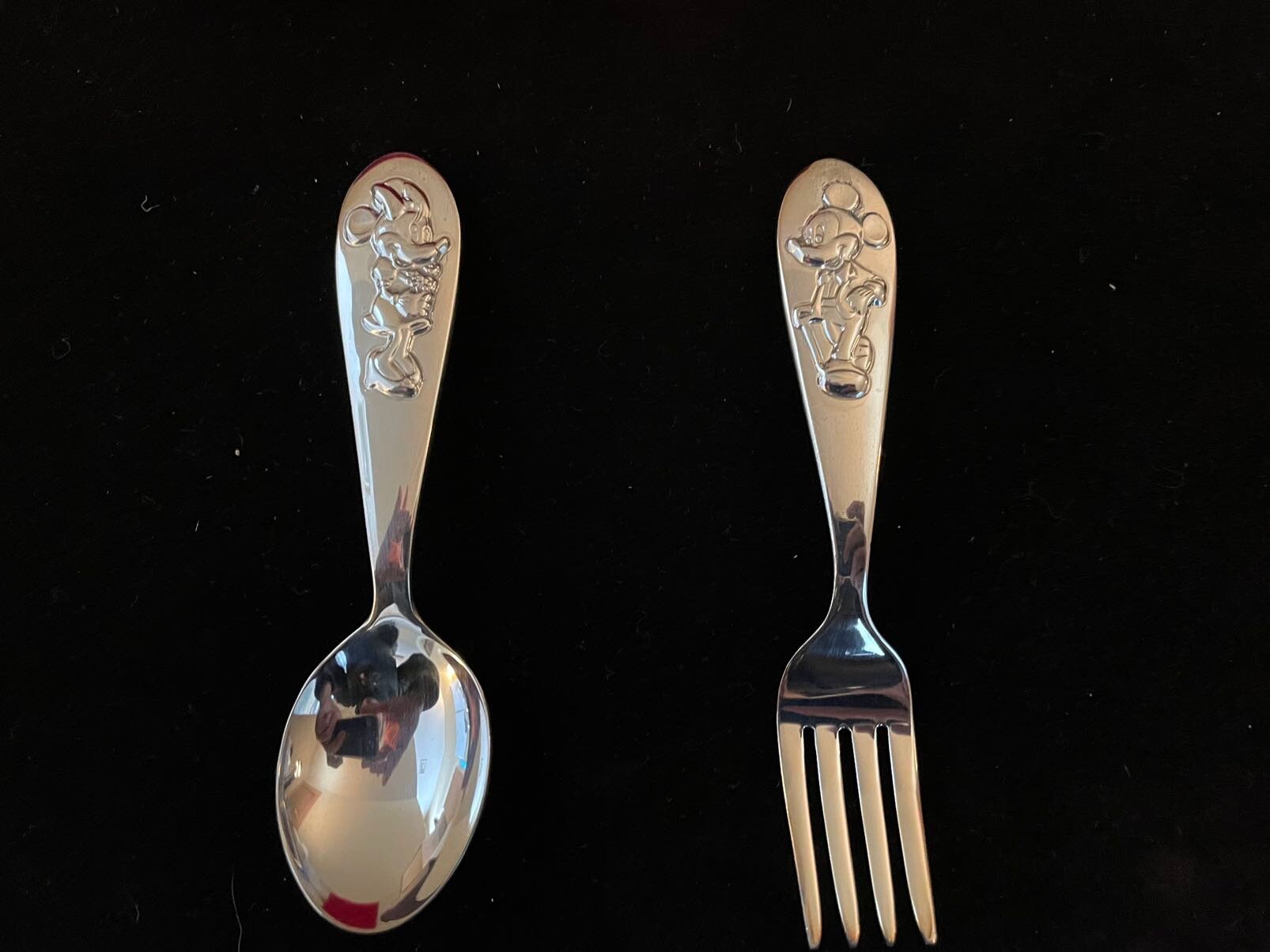 5 Mickey Mouse Minnie & Pluto Silver-plated Baby Silverware Set by Reed ...