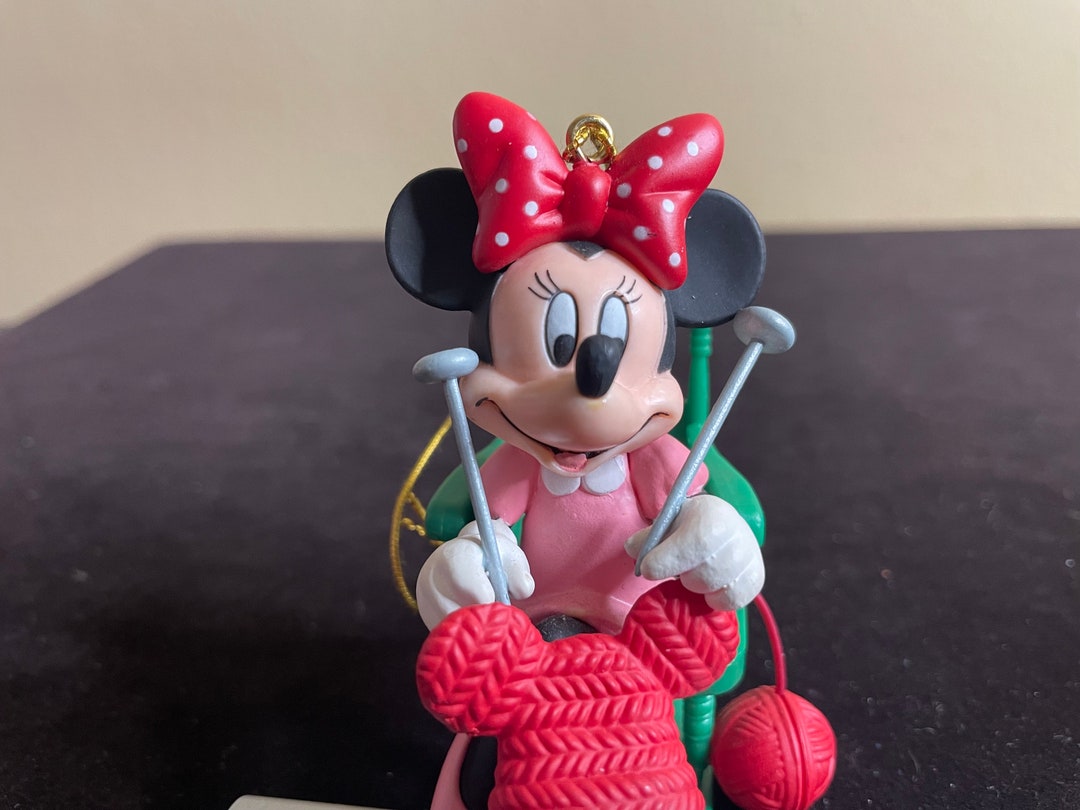 Minnie Mouse Knitting a Mouse Hat Christmas Ornament Mickey Unlimited ...