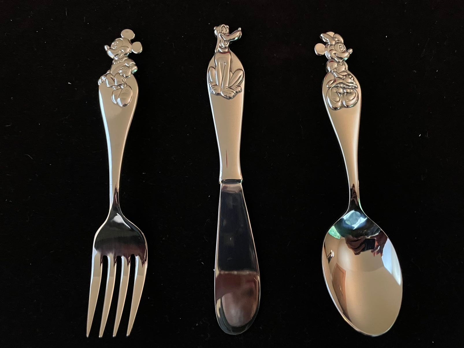 5 Mickey Mouse Minnie & Pluto Silver-plated Baby Silverware Set by Reed ...