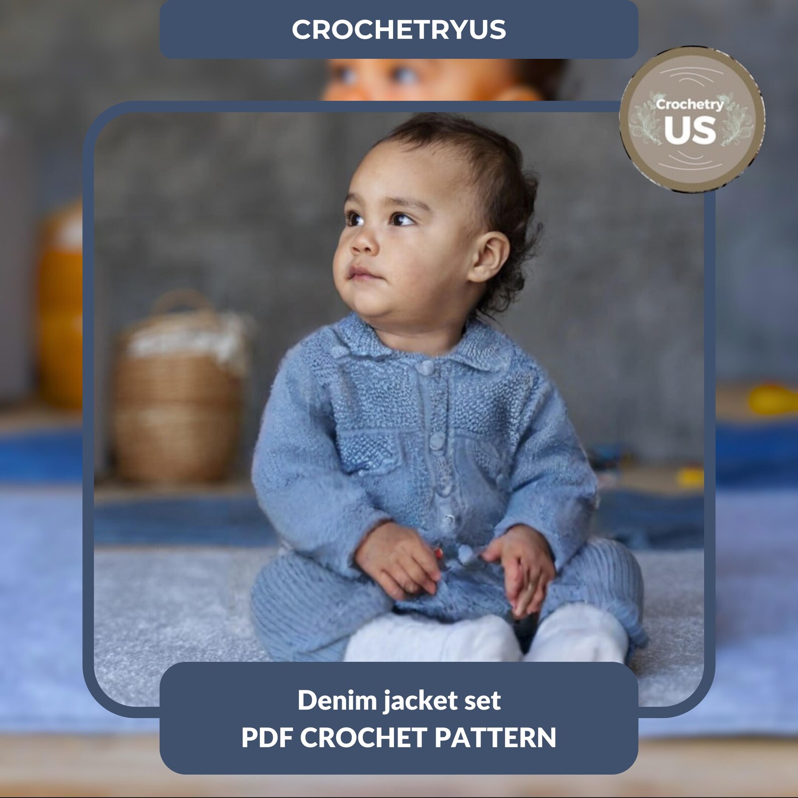 Denim Jacket Set Crochet Pattern, Jacket Crochet Pattern, Crochet ...