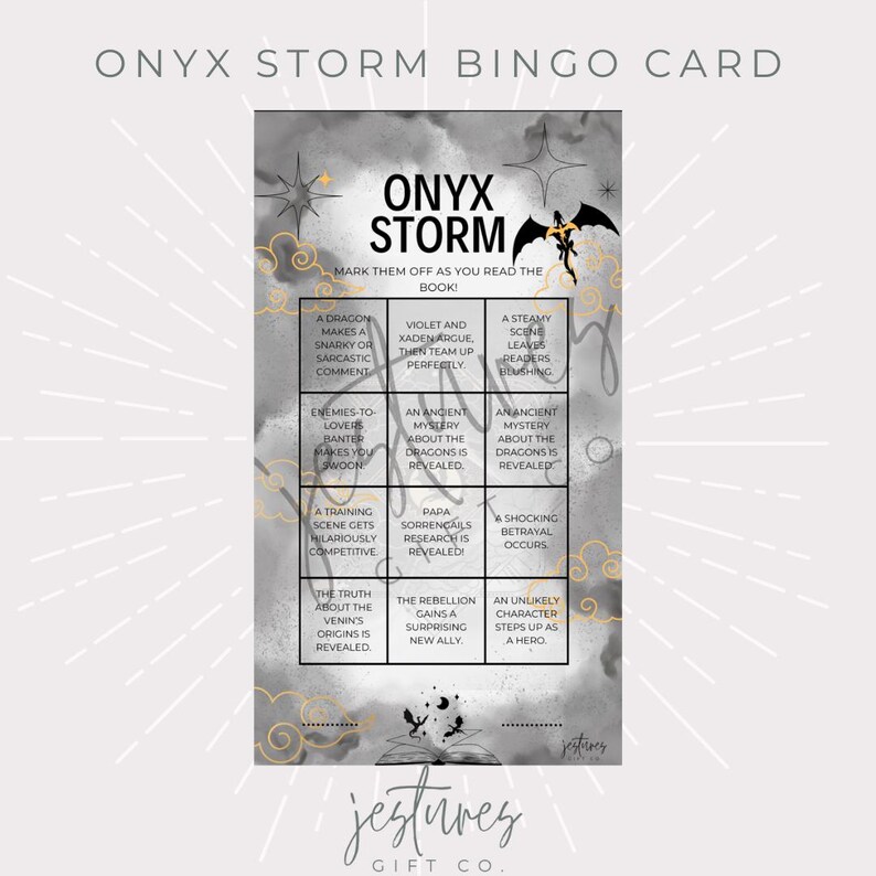 Onyx Storm Reading Bingo Card | Fantasy Book Tracker | Reader's Bingo ...