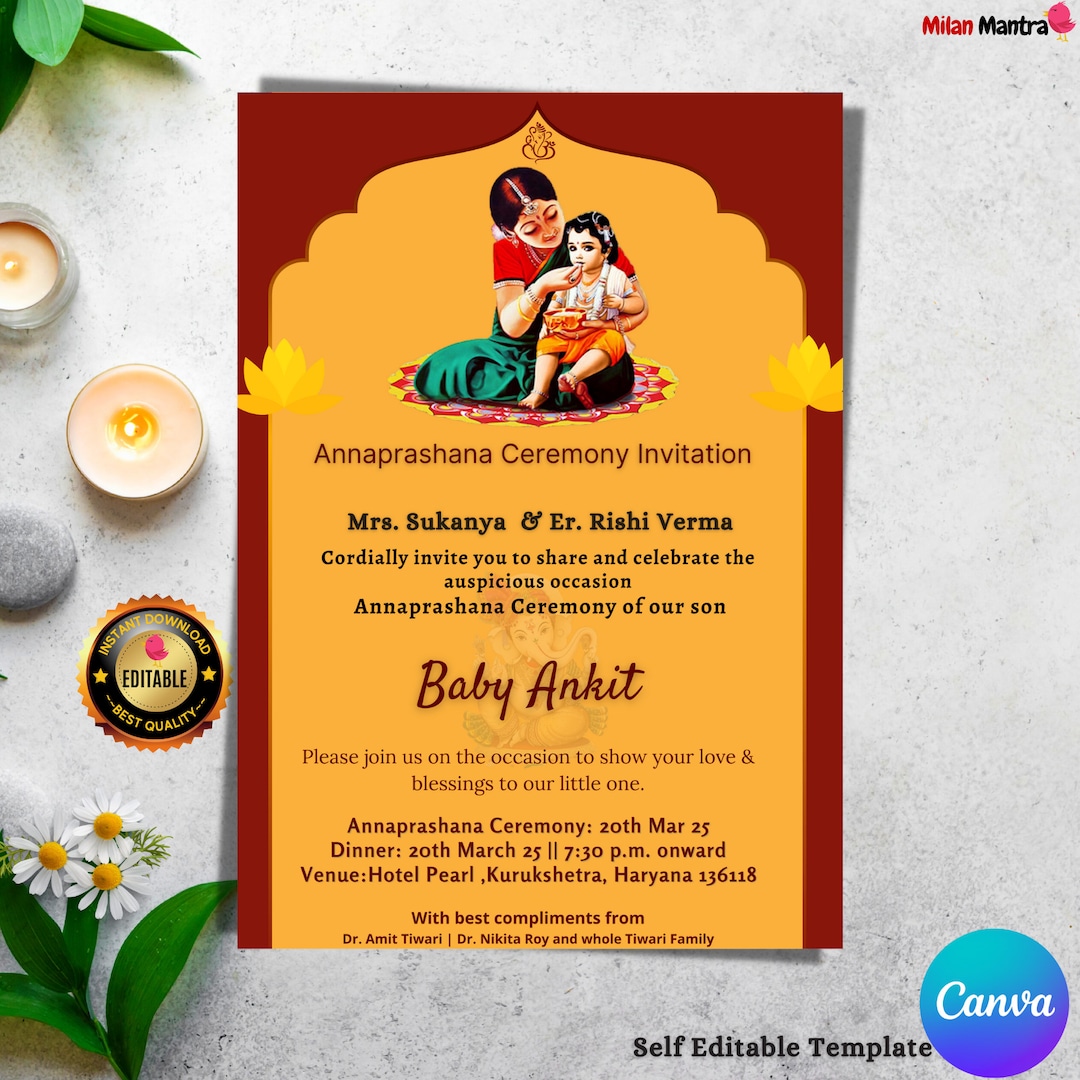 Buy Annaprashan Card Annaprashan Invitation Card Annaprashan Card ...