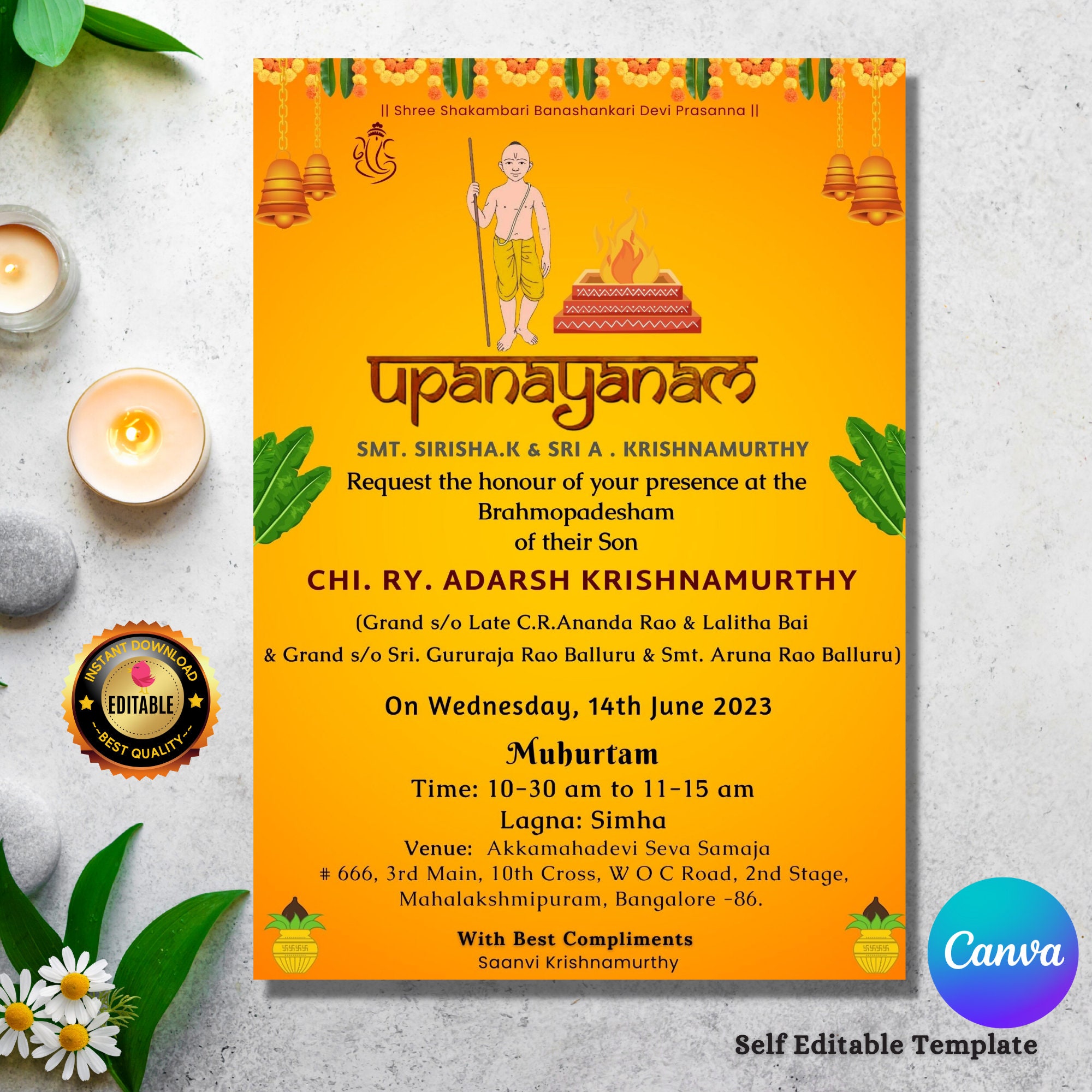 Upnayan Sanskar Invitation Card in English Thread Ceremony - Etsy