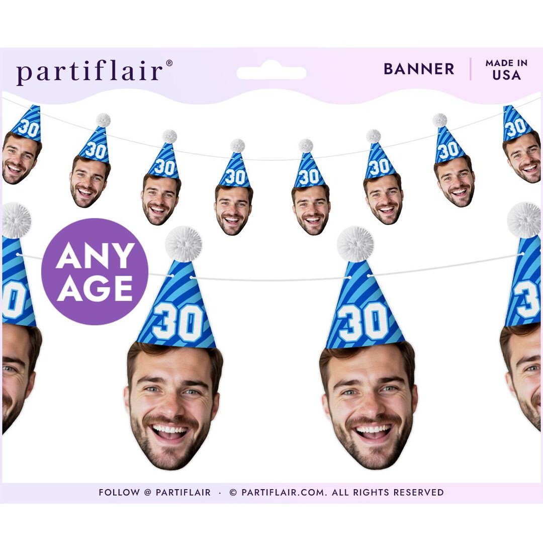 CUSTOM FACE BANNER Funny Birthday Decor Personalized Party Garland ...