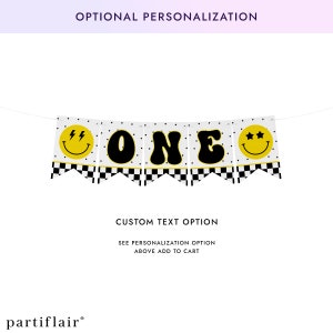 One HAPPY DUDE High CHAIR Garland Banner, Smiley Face Birthday High ...