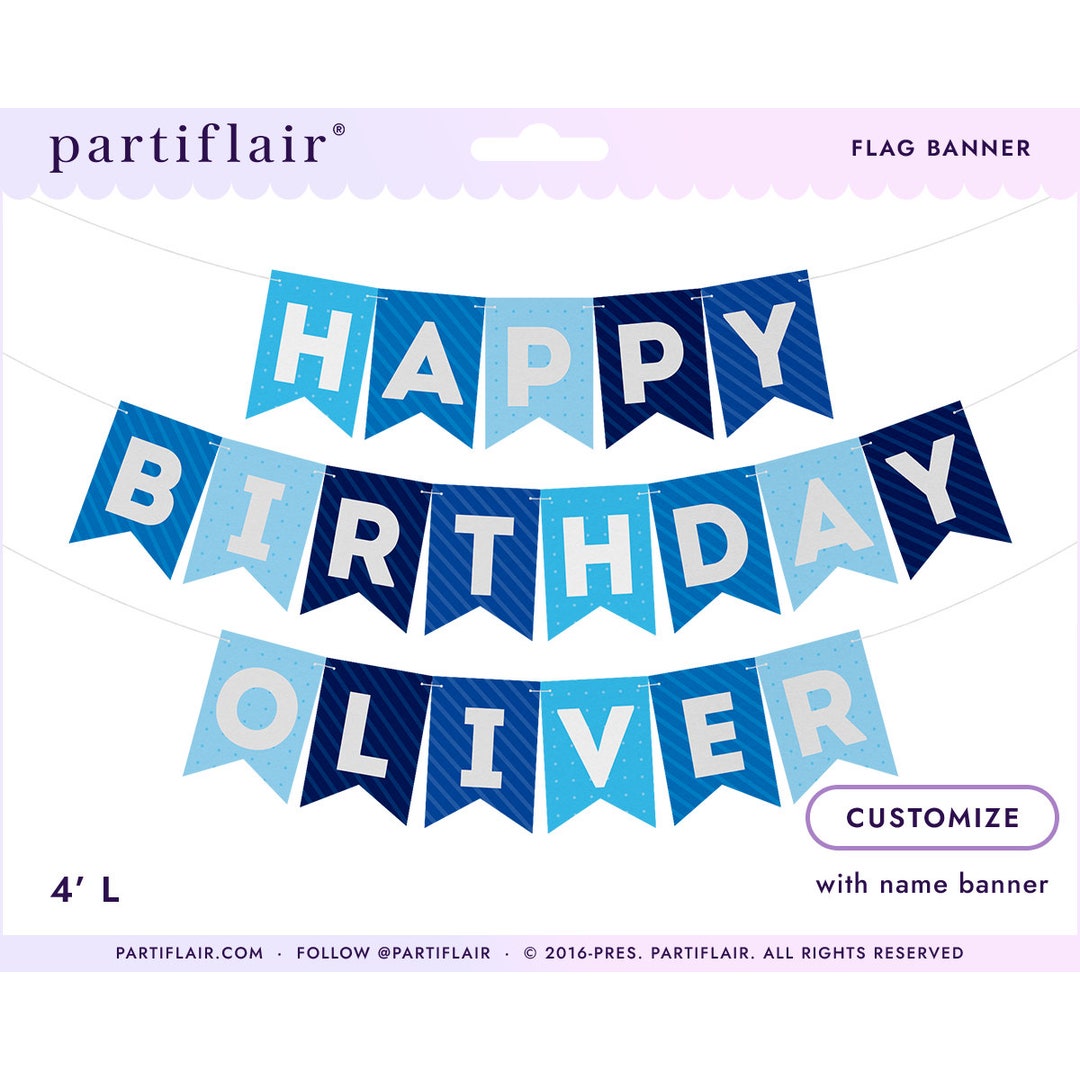 HAPPY BIRTHDAY BANNER. Happy Birthday Banner Personalized. Boy Birthday ...