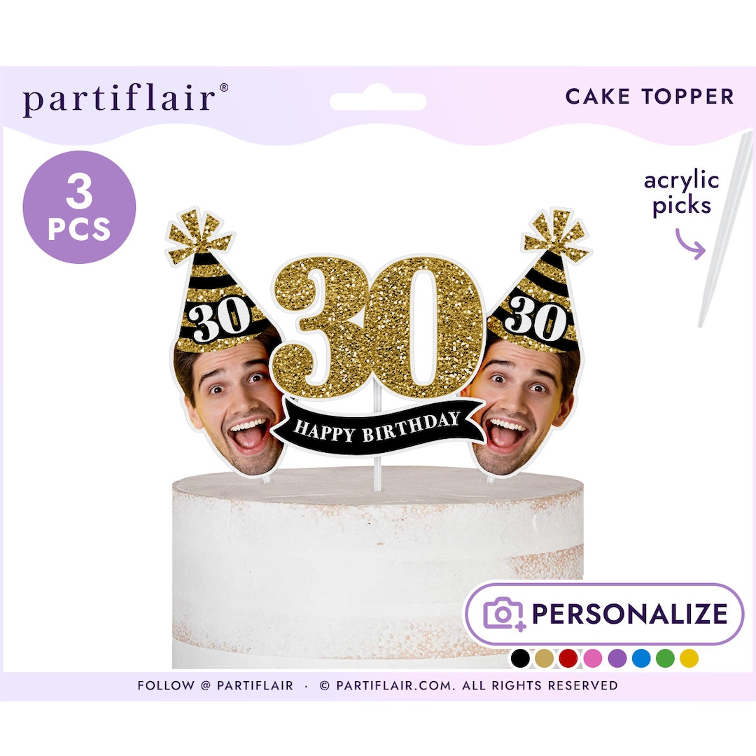 CUSTOM FACE CAKE Toppers, First Birthday, 21st,30th,50th, Bachelorette ...