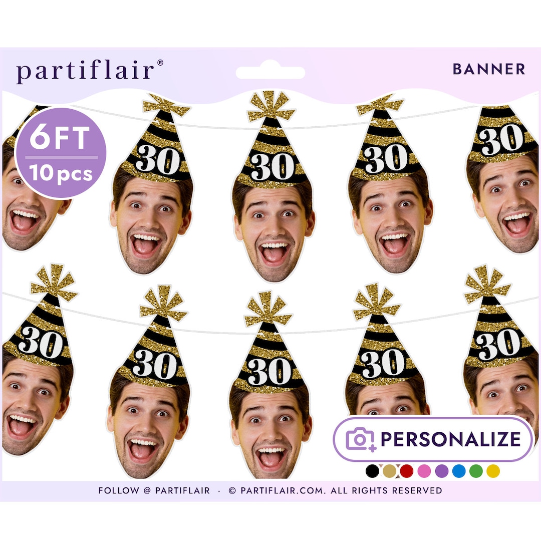 CUSTOM HEAD Birthday BANNER, Custom Birthday Photo Banner, Face Banner ...