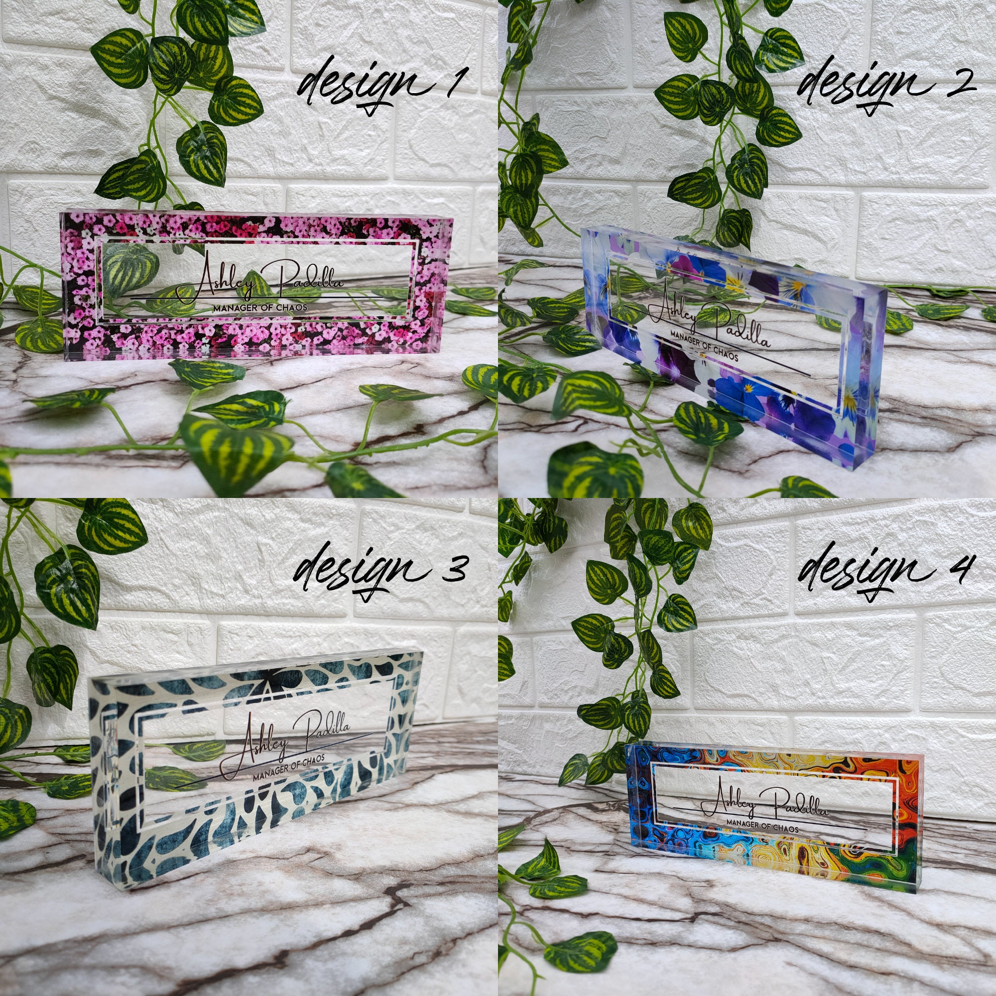 Personalized Flower Name Plate for Desk Desk Plaque Custom - Etsy