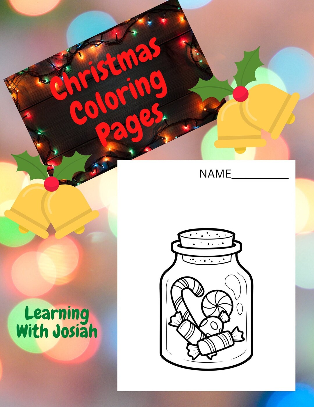 Candy Jar Printable Kids Christmas Coloring Page Kids - Etsy