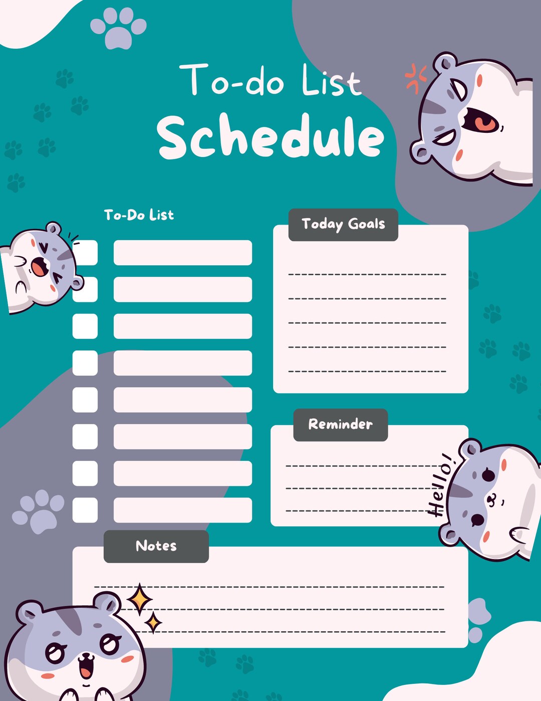 The Cutest to Do List! Printable, Daily to Do List Task Checklist ...