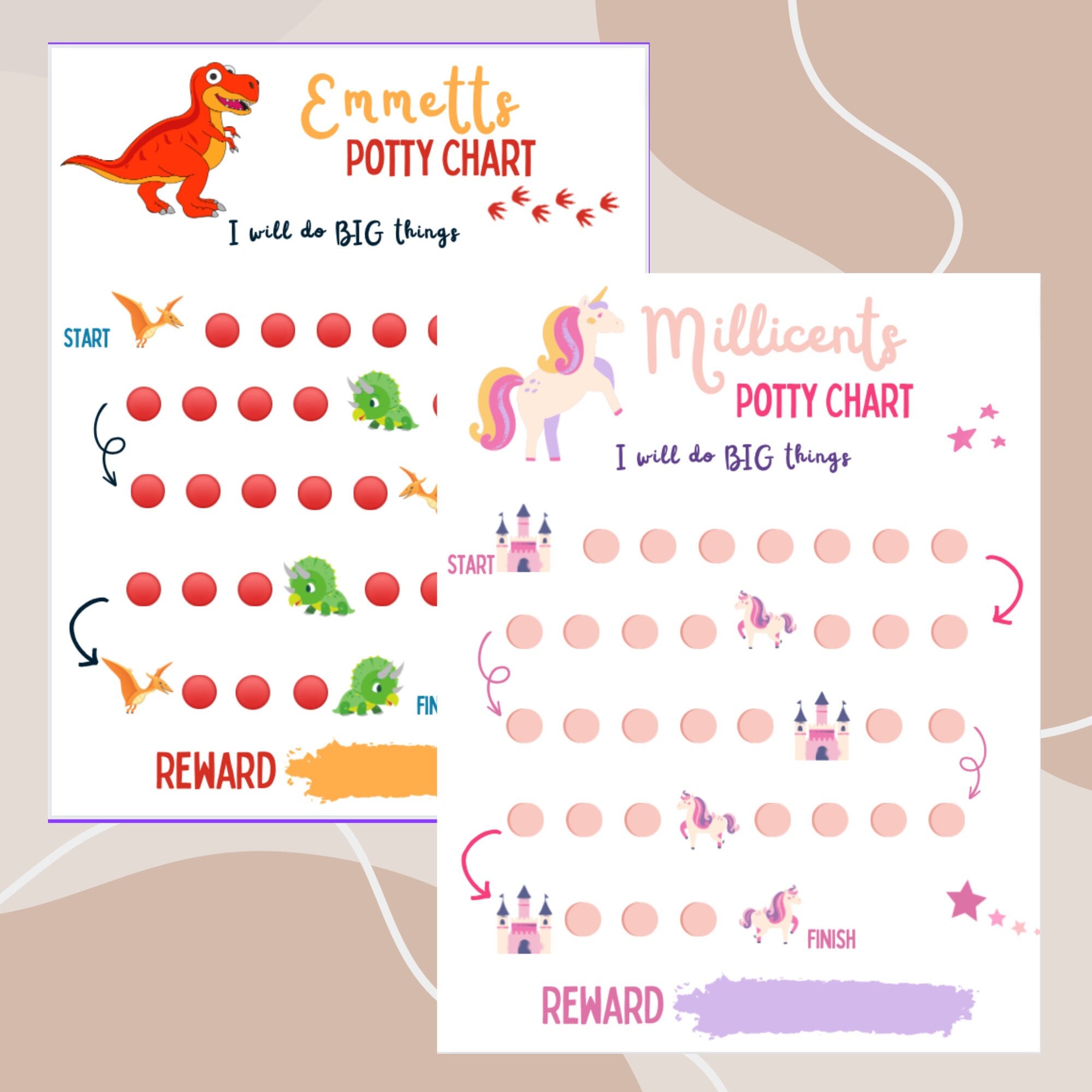 Potty Chart Potty Training Kids Potty Chart Digital Canva - Etsy