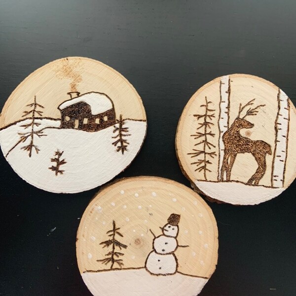 Wood Burning Christmas Ornaments - Etsy