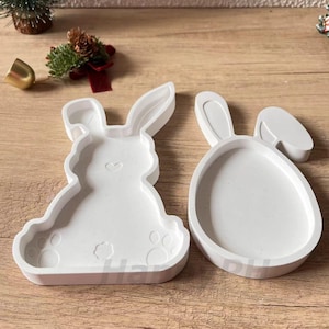 Easter Bunny Mold Easter Egg Tray Mold Dish Mold Trinket Dish Plaster ...
