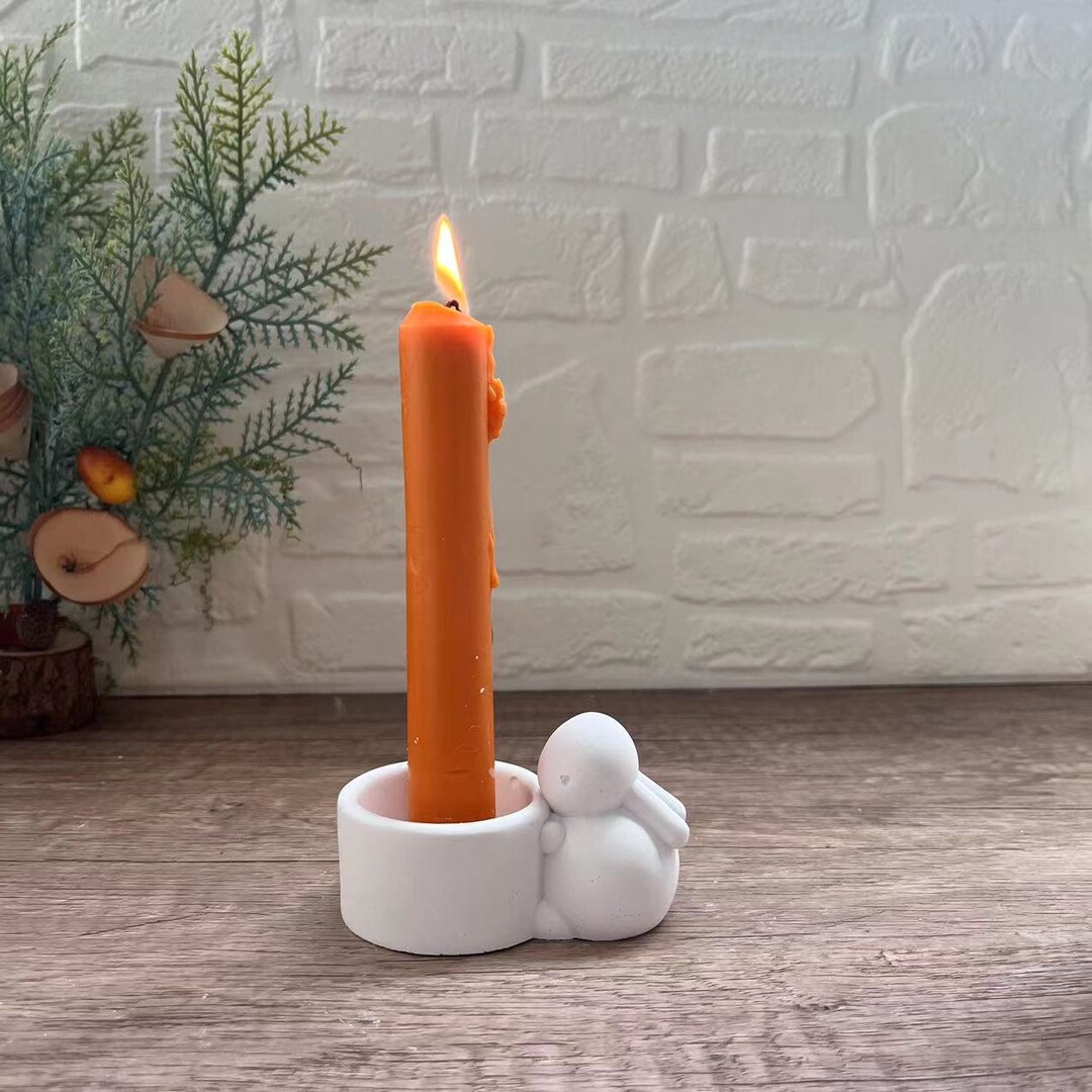 Cute Bunny Candle Vessel/candle Holder Silicone Mold Plaster Mold ...