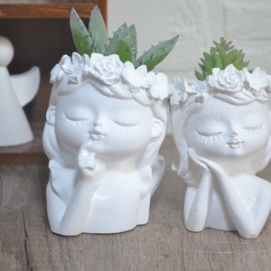 Girl Face Planter Silicone Mold – Cute Pen Holder, Concrete Pot - Etsy