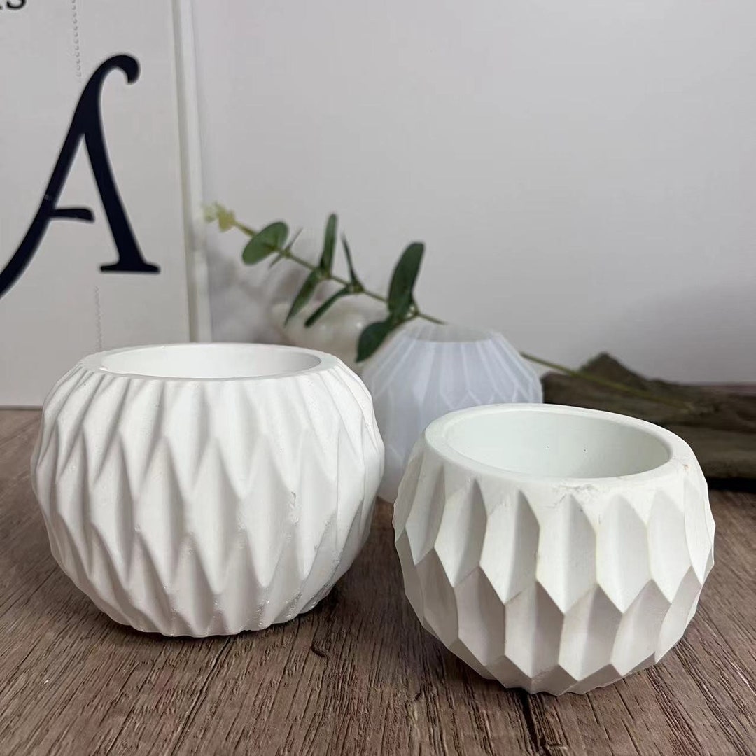 Embossed Candle Jar Silicone Mold: Succulent Planter, Plaster & Resin ...