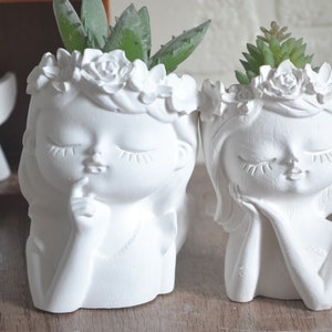 Girl Face Planter Silicone Mold – Cute Pen Holder, Concrete Pot - Etsy