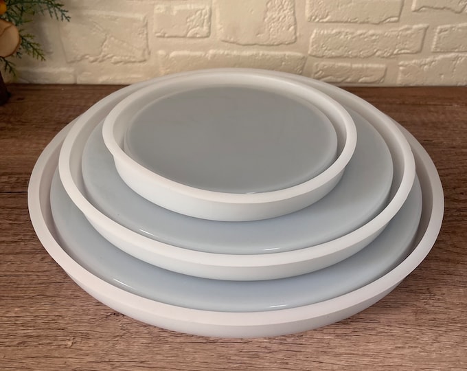 21.5cm Round Tray Mold With Stripe , Casting Plate Silicone Mold, Large ...