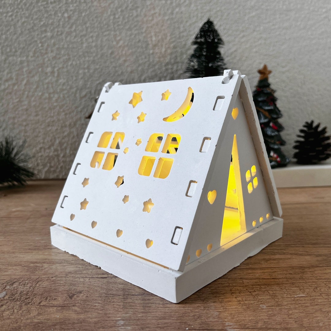 Tent Mold Village House Candle Veseel Mold, Chirstmas House Mold Night ...
