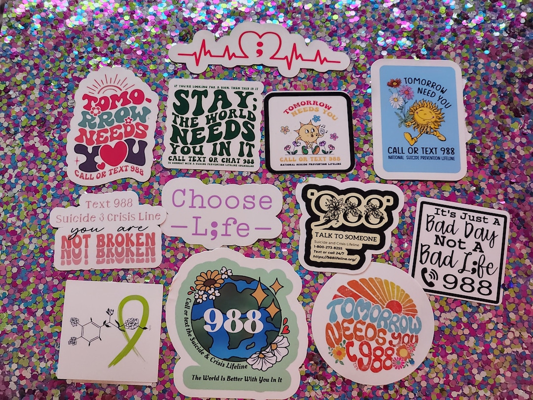 988 Stickers, 988 Hotline, 988 Sticker Set, Gifts for Anyone, Mental ...
