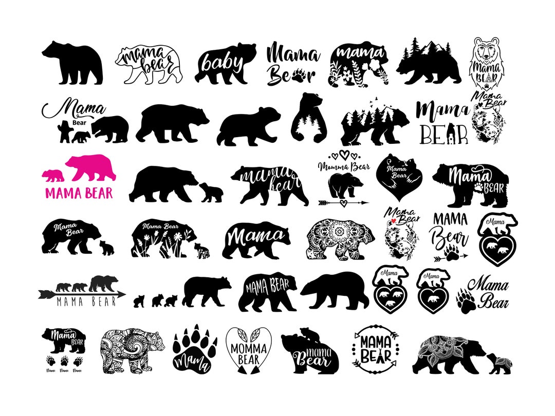 Mama Bear Svg Bundle, Bear Family Svg, Floral Bear Family Svg, Floral ...