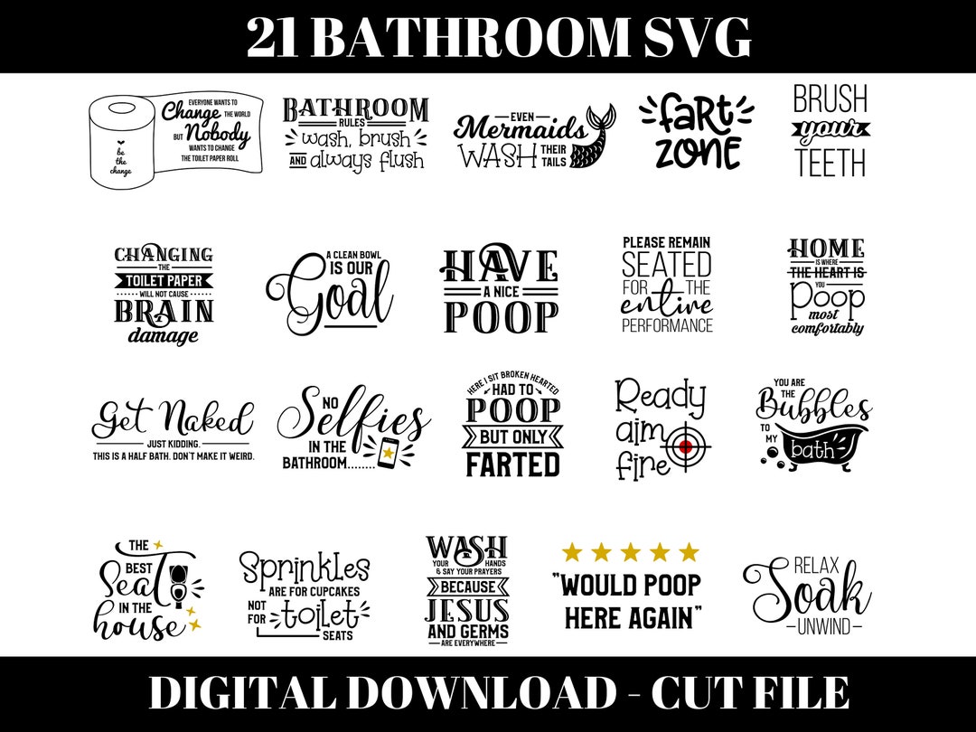 Bathroom SVG Bundle Bathroom Quote Restroom Svg Bathroom - Etsy