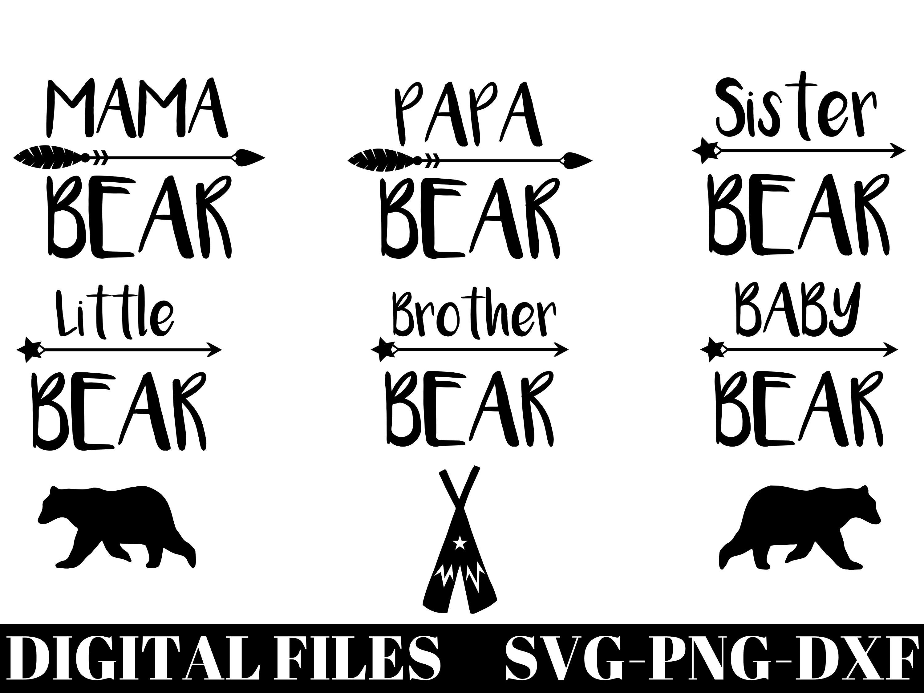 Mama Bear SVG Papa Bear SVG Bear Family SVG Sister Brother - Etsy