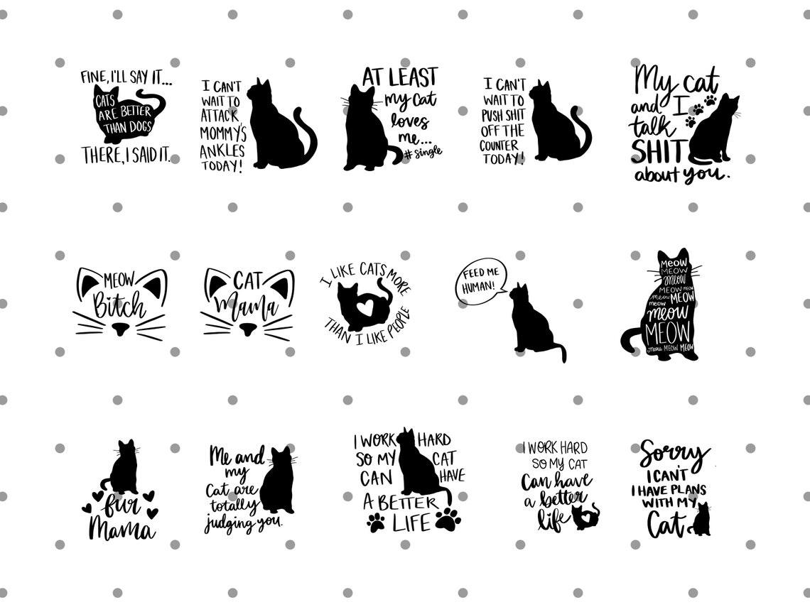 Funny Cat SVG Bundle Cat SVG Kitten SVG Cat Lover Svg Cats - Etsy